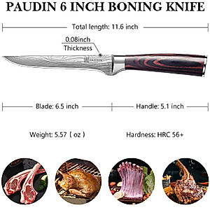 PAUDIN Boning Knife 6 inch and Brisket Knife 12 inch
