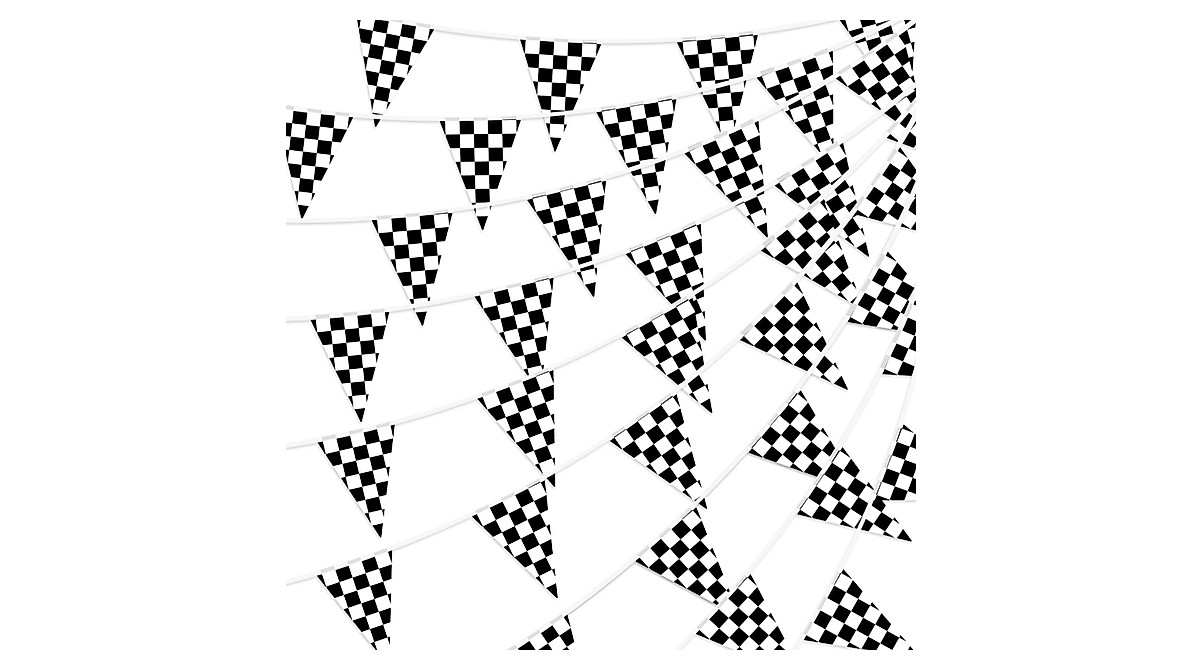 RUBFAC 170ft 120pcs Black and White Checkered Flag Banner Racing Flags ...