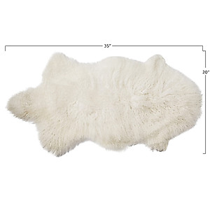 Bloomingville Mongolian Lamb Fur Rug Throw, Natural White