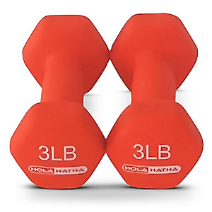 HolaHatha Hex Dumbbell Weight Training Home Gym Equipment Set with 3, 5, and 8 Pound Fitness Hand Weights and Storage Organization Rack, Multicolor