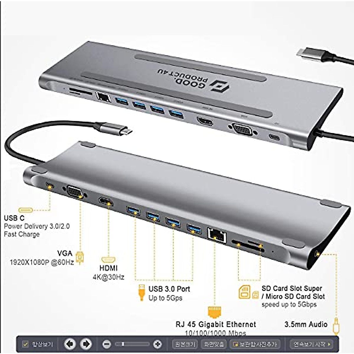 USB C Hub, PowerExpand 11-in-1 with 100W Power Delivery, 4K 60Hz HDMI Port, USB C and 2 USB A Data Ports, Ethernet Port, 3.5mm Audio, Micro SD and SD Card Reader for MacBook Pro Accessories