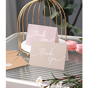 100 PK Bulk Thank You Cards with Envelopes - 5 x 3.5 Inches Wedding Thank You Cards Baby Shower Bridal Shower Personalized Thank You Notes for Small Business Graduation Funeral Birthday (2 colors)