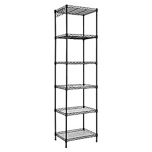Best 6-Tier Wire Shelving - Black - Heavy Duty Shelf - Kitchen Storage Shelves, Wire Shelving Unit with Baskets Storage Rack Corner Shelf Shelving Adjustable Storage Shelf, 11.8" D x 15.7" W x 59" H