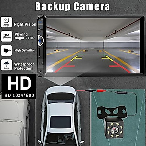 Double Din Car Stereo Apple Carplay 7 inch Car Radio with HD Touch Screen Car Receiver Compatible Android Auto Bluetooth with Backup Camera Mirror Link USB/SD/AUX