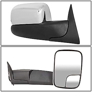 DNA Motoring TWM-011-T222-CH Pair Chrome Cover Manual Flip Up Replacement Towing Mirrors Compatible With 94-01 Ram 1500 / 94-02 Ram 2500 3500