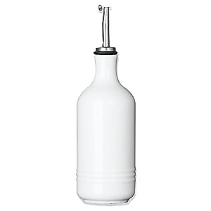 HAOTOP Ceramic Olive Oil Dispenser Bottle,Perfect for Storage of Oil or Vinegar,14 oz (White)
