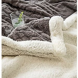 Thick Sherpa Throw Blanket Fleece Plush Blanket for Couch Sofa Boho Pattern Soft Warm Blanket for Winter,Gray,60“x80