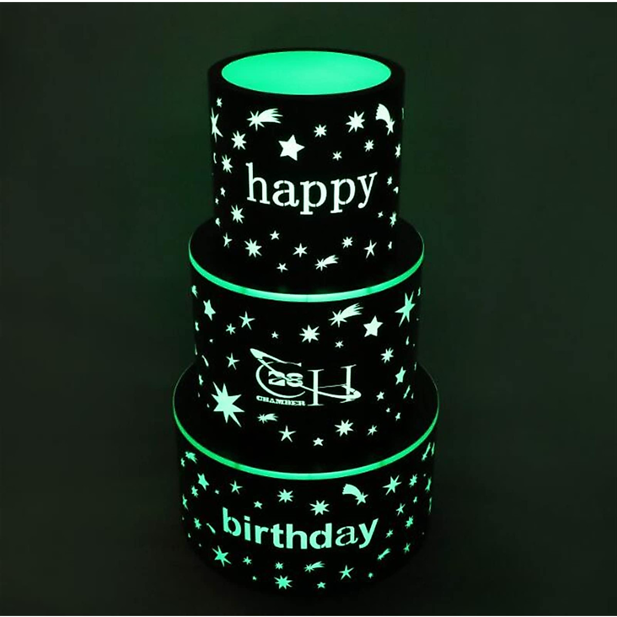 Birthday Cake Three-Tier Champagne Sparklers Bottle Wine Rack Atmosphere Props，Glow Custom Logo Rechargeable Color Flashing，Nightclub Disco Party (Color : RGB, Size : 105 * 60cm)