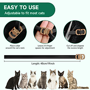 4 Pack Flea Collar for Cats, Cat Flea and Tick Treatment, 8 Months Protection Flea and Tick Prevention for Cats, Waterproof Cat Flea Collar, Adjustable Cat Flea and Tick Collar for Cats Kittens, Black