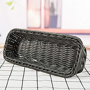 DOITOOL Utensil Caddy Plastic Flatware Organizer Rustic Shelf Baskets Woven Wicker Storage Baskets Fork Spoon Bin Organizer Size 3