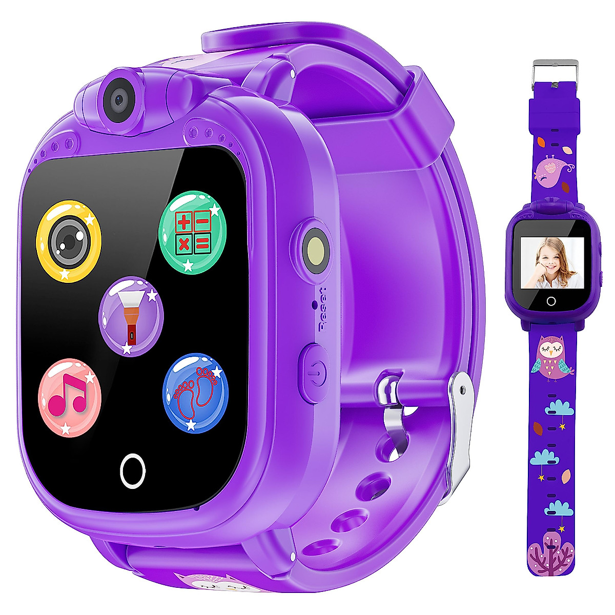 PROGRACE Kids Watch Girls Gift - Kids Watch Toddler Watch with Games 90° Rotatable Camera Music Alarm Pedometer Calculator Touch Screen Digital Wrist Watch Gifts for 4-12 Years Old