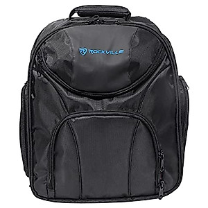 Rockville DJ Laptop/Gear Travel Backpack Bag w/ Headphone Compartment+Dividers, Black