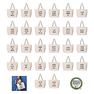 Tote Bags for Kappa Kappa Gamma - Classic Sorority Name with Double Lines - Large Canvas Tote Bag for Women and Sisterhood