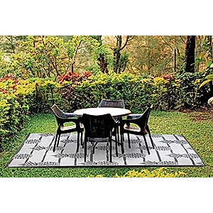 Healthy Choices Outdoor Area Rug - 4 x 6 ft - Waterproof, Fade Resistant, Reversible, Premium Recycled Plastic, Lightweight Floor Mat for RV, Patio, Deck, Picnic, Beach, Trailer, Camping - Silver
