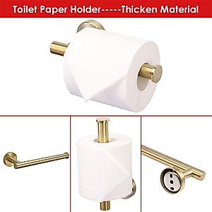 Vanloory 6 Pieces Bathroom Hardware Set 304 Stainless Steel-Towel Rack Set Include Hand Towel Bar+Toilet Paper Holder+4 Robe Towel Hooks Bathroom Accessory Towel Bar Set (Gold, 24IN)