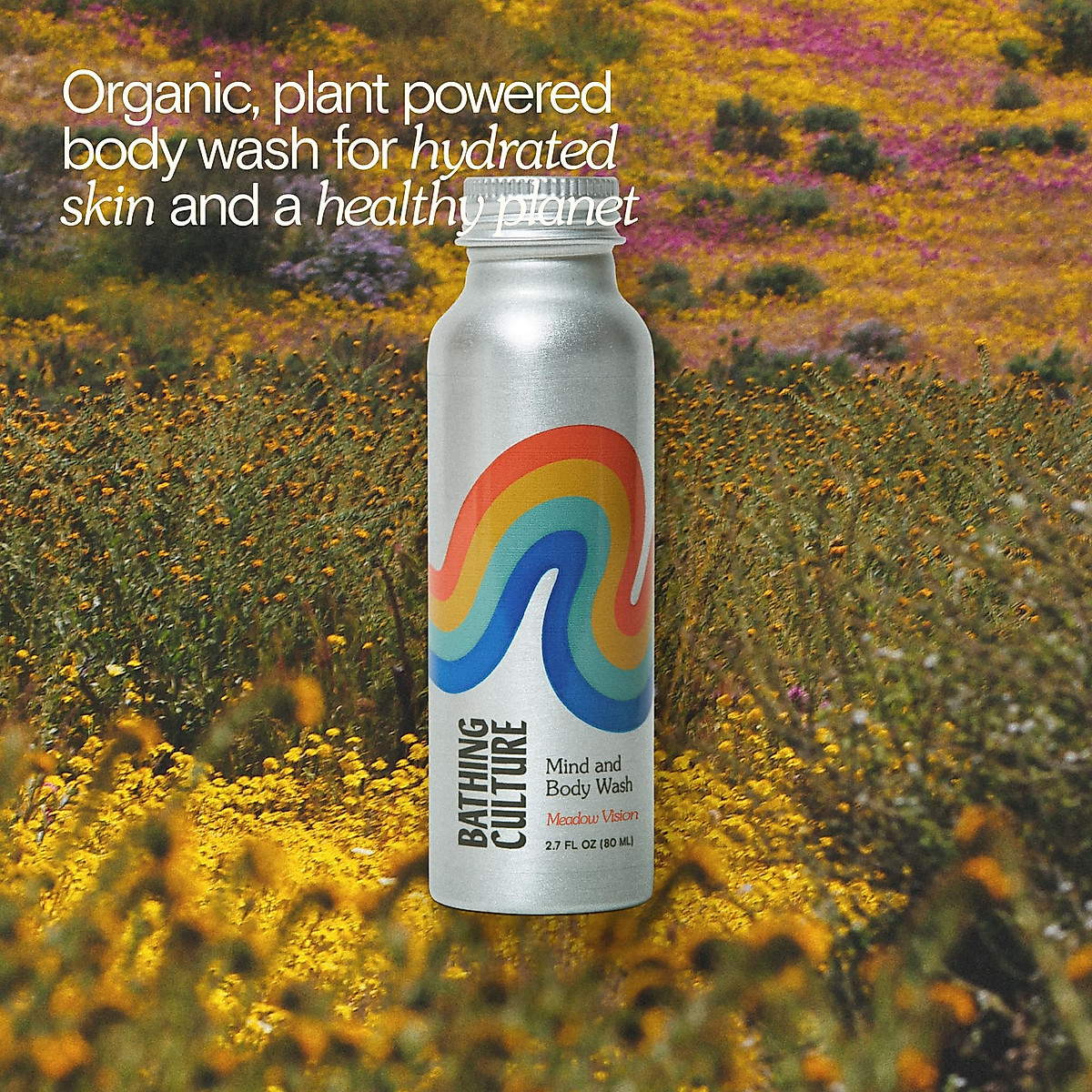 Bathing Culture - Organic Mind + Body Wash | Natural, Biodegradable, Sustainable, Vegan Personal Care (2.7 fl oz, Meadow Vision)