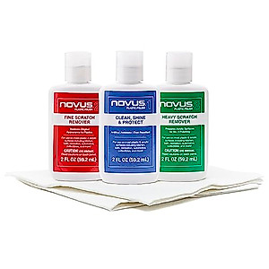 NOVUS PK1-2 Plastic Clean and Shine, Fine Scratch Remover and Heavy-Scratch Remover and Polish Mates Pack, 2 Ounce Bottles