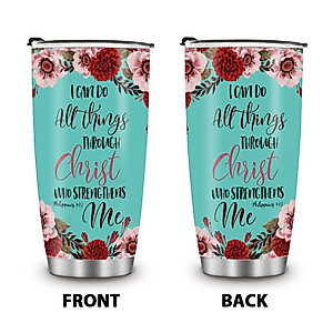 WIRESTER 20 OZ Stainless Steel Tumbler With Lid, Double Wall Vacuum Insulated Tumbler, Coffee Travel Mug Cup for Hot Cold Drinks - Christian Bible Verses Philippians 4:13