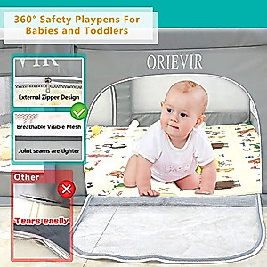 ORIEVIR Baby Playpen,71" X 59"Baby Playpen for Toddler,Baby Playard 300D Cloth,Playpen for Babies with mat,Sturdy Safety Play Yard,Baby Activity Center,Babys Fence Play Area with 30 PCS Ocean Balls