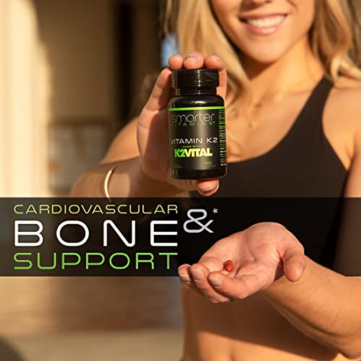 Smarter Vitamin K2 MK7 100mcg Made with K2VITAL and Kale for Bone Health & Cardiovascular Support K-2 MK-7 Helps Utilize Calcium for Bones & Supports Healthy Skeletal Muscle 60 Liquid Softgels