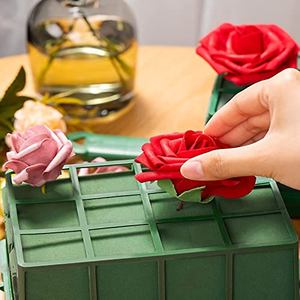 Lyellfe 2 Pieces Floral Foam Cage, Rectangular Flower Foam Holder, Flower Arrangement Mud for DIY Fresh or Artificial Flowers, Table and Wedding Centerpieces, 9.5''L x 3''W