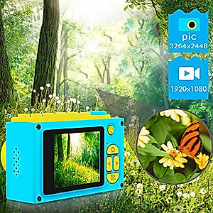 Kids Digital Camera, 1080P FHD Kids Camera 2 Inch IPS Screen Compatible Selfie Support 32GB SD Card, for Boys Girls Puzzle Pack Included