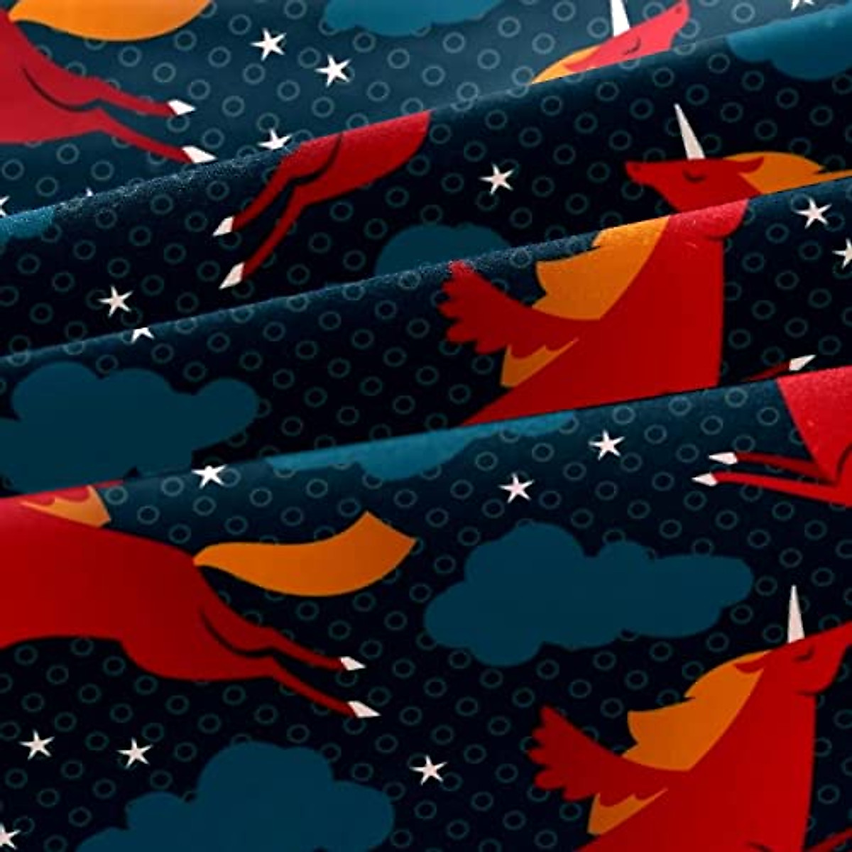 DragonBtu Unicorns Red 3 Piece with 2 Pillow Shams Comfortable Print Bedding Set Soft Comforter Cover Set for Women Girl