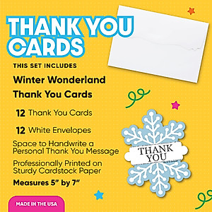 Big Dot of Happiness Winter Wonderland - Shaped Thank You Cards - Snowflake Holiday Party and Winter Wedding Thank You Note Cards with Envelopes - Set of 12