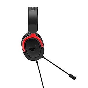 ASUS TUF Gaming H3 Wired Headset - Discord Certified Mic, 7.1 Surround Sound, 50mm Drivers, Lightweight, 3.5mm, for PC, Mac, PS4, Xbox One, Switch and Mobile Devices - Red