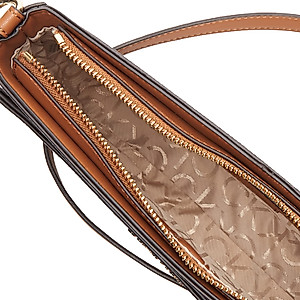 Calvin Klein Lucy Triple Compartment Shoulder Bag, Brown/Khaki/Orchid Embossed