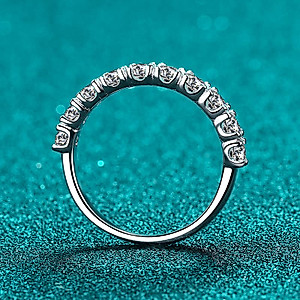 StarGems 1ct Moissanite 925 Silver Platinum Plated Princess&Queen Band Ring B4489-0.7ct-4