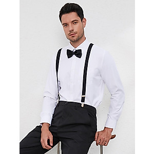 habibee Solid Color Mens Suspender Y Shape with Strong Clips Adjustable Braces