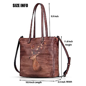 Crossbody Bag for Women Leather Tote Bag Handbags Hand-Painted Shoulder Bag Satchel (Coffee)