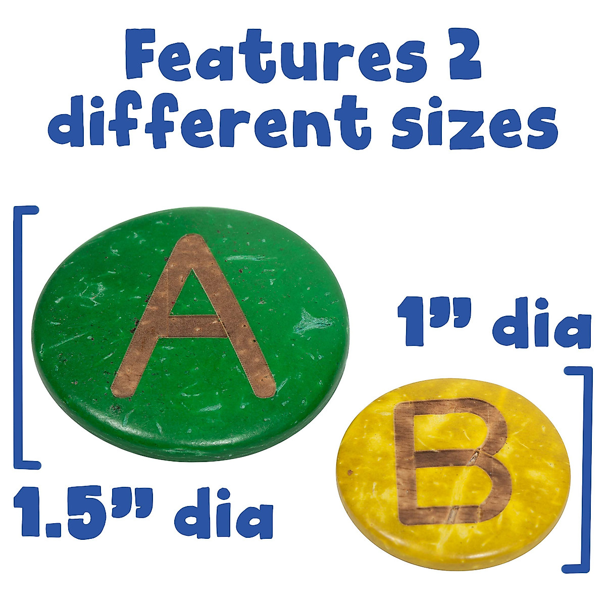 READY 2 LEARN Coconut Letters - Uppercase - Set of 52 - Natural, Hand Made Counters for Kids - Use for Crafts and Spelling Activities