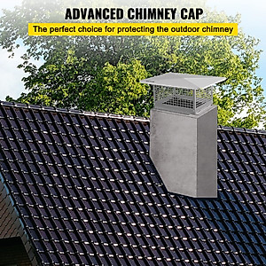 VEVOR Chimney Cap, 13" x 13" Flue Caps, 304 Stainless Steel Fireplace Chimney Cover, Adjustable Metal Spark Arrestor with Bolts Screws, Mesh Chimney Flue Cover for Outside Existing Clay Flue Tile