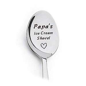 Grandpa Christmas Gifts from Grandson Granddaughter to Papa Ice Cream Spoon Gifts for Grandfather Birthday Gifts for Father Dad Gifts from Son Daughter