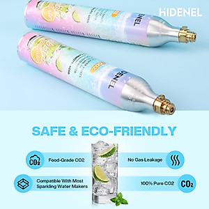 CO2 Cylinder for Soda Maker - 60 L CO2 Exchange Carbonator & Sparkling Water - Carbonates Any Drink - Threaded Cylinders (1PCS)