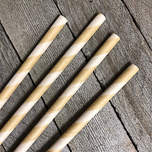 Paper Straws - Kraft Brown - Stripe - 7.75 Inches - 100 Pack Outside the Box Papers Brand