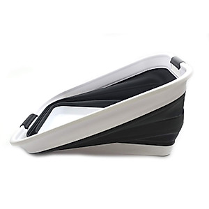 SAMMART 42L(11 gallon) Set of 2 Collapsible Plastic Laundry Basket-Foldable Pop Up Storage Container-Portable Washing Tub-Space Saving,Water capacity 34L(9 gallon) (2 rectangular - strengthen, black)