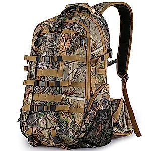 GoHimal 600D Waterproof Hunting Backpack, 30L Camo Hunting Pack with Fanny Pack for Rifle Bow Gun