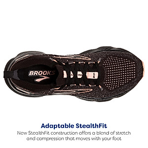 Brooks Women’s Glycerin StealthFit 20 Neutral Running Shoe - Black/Pearl/Peach - 8 Medium