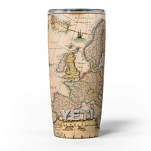 Design Skinz The Vintage Atlantic Ocean Map Pattern - Skin Decal Vinyl Wrap Kit Compatible with The Yeti Rambler Cooler Tumbler Cups