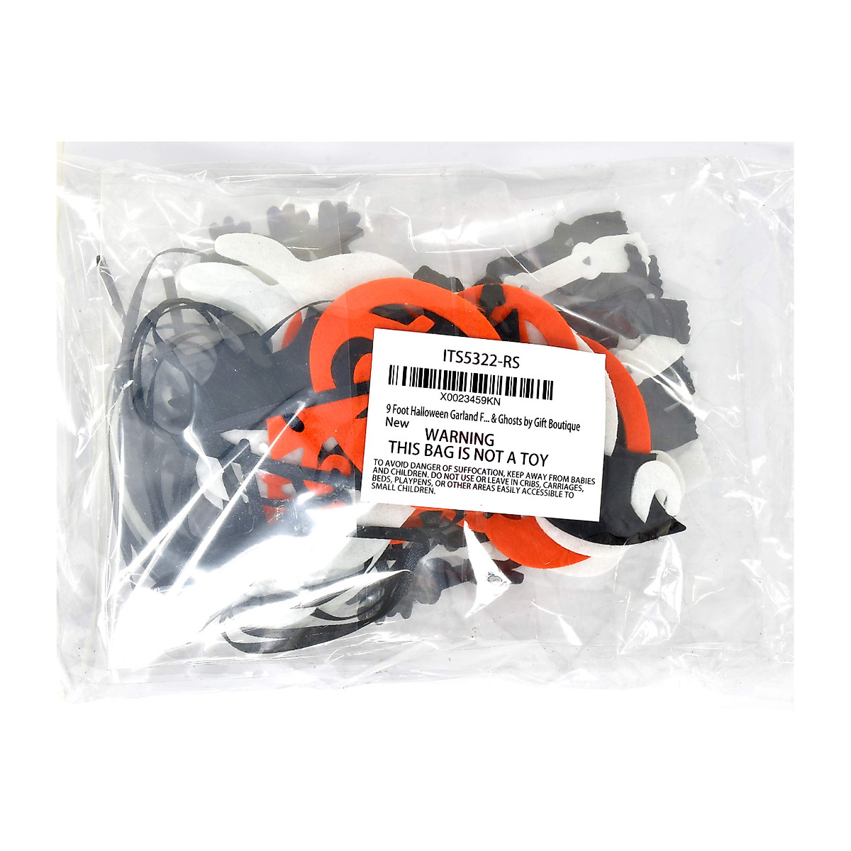 9 Foot Halloween Garland Felt Banner Chain Decorations Indoor and Outdoor Party Supplies Accessories 18 Feet Total Pack of 2 Designs Black & White Skeletons and Bat Pumpkin & Ghosts by Gift Boutique