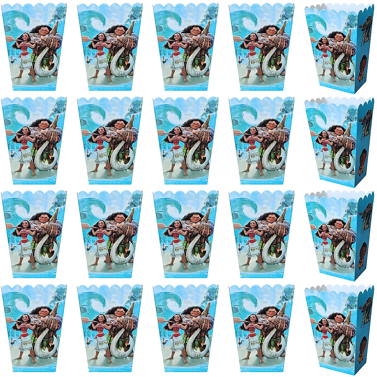 30 PCS Moana Party Popcorn Boxes, Moana Party Favor Boxes Candy Popcorn Boxes for Birthday Party Supplies