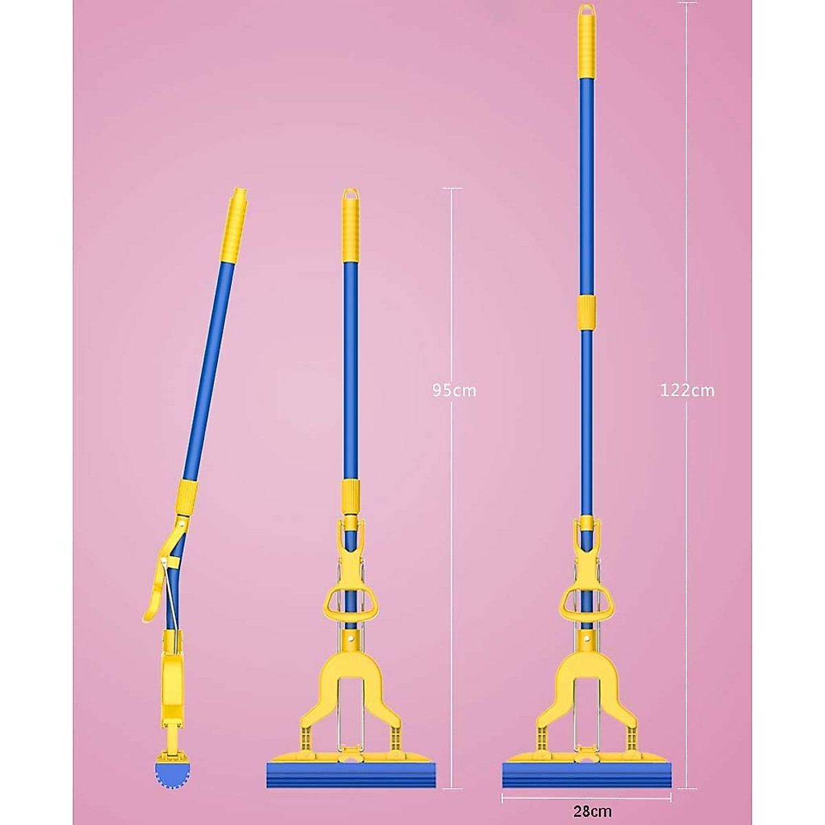 SDHGFGG Super Absorbent Professional Double Roller Sponge Foam Mop Sponge Mop Roller Mop