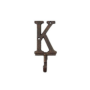 Handcrafted Nautical Decor Rustic Copper Cast Iron Letter K Alphabet Wall Hook 6"