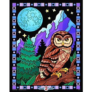 Midnight Owl Velvet Coloring Poster - All Ages Coloring for Kids, Toddlers, Teens, and Adults (Great for Arts and Crafts Coloring Time, After School, or as a Family Activity)