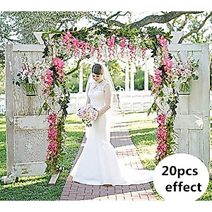 DearHouse 4Pcs 6.6Ft/piece Artificial Flowers Silk Wisteria Garland Artificial Wisteria Vine Rattan Silk Hanging Flower for Home Garden Outdoor Ceremony Wedding Arch Floral Decor (White)