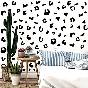 360 Pcs Black Cheetah Stickers Animal Print Cheetah Leopard Wallpaper Removable Vinyl Wall Stickers for Bedroom Car Living Room Office Home DIY Wall Decoration