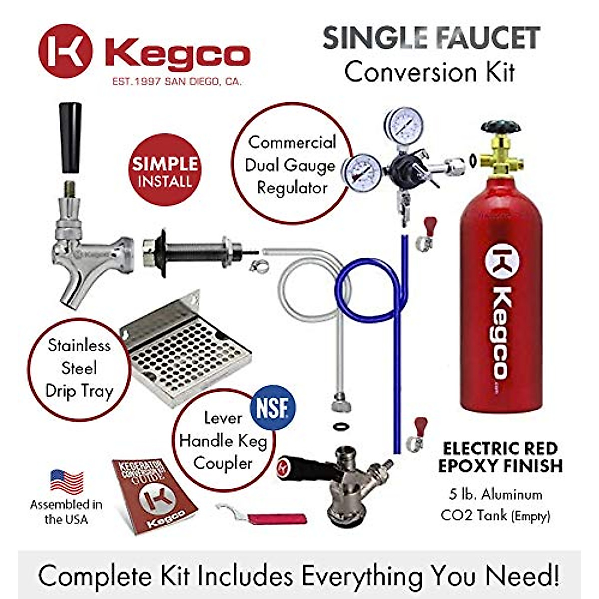 Kegco 3PDCK-5T Kegerator Kit, 1-Tap, Chrome